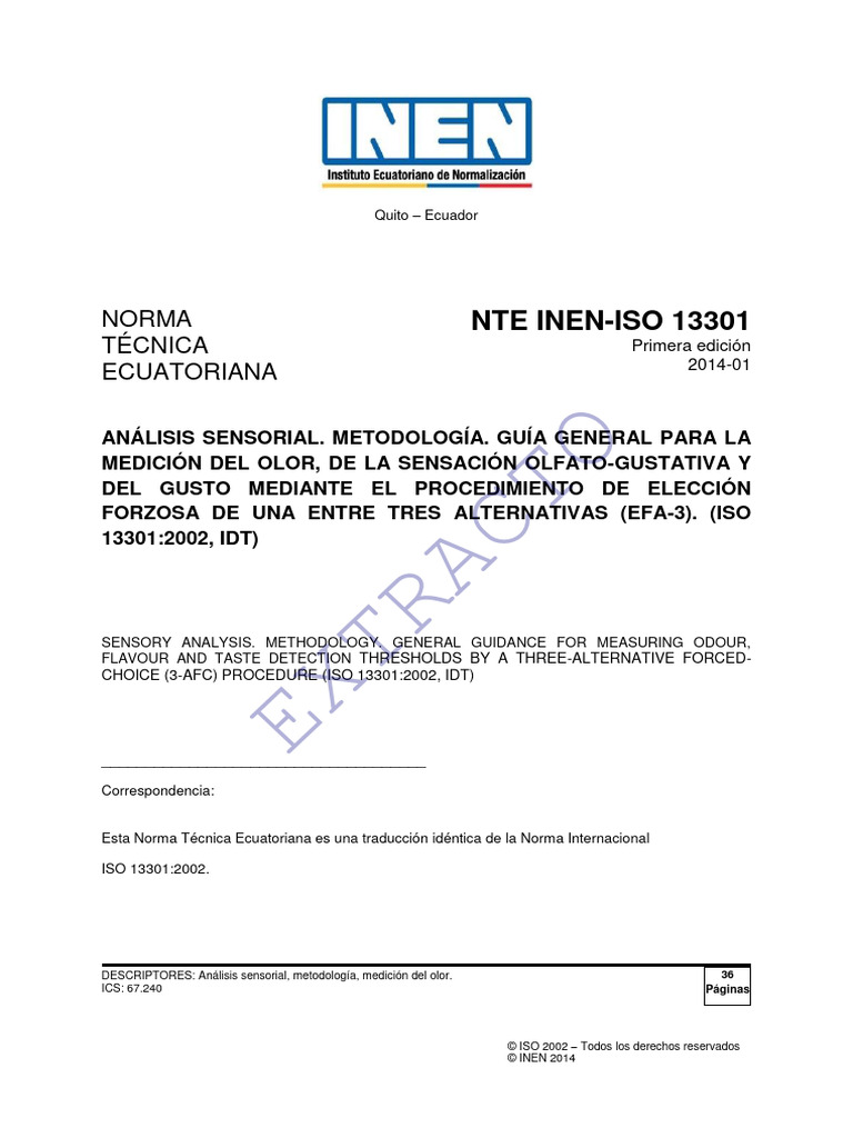 Nte Inen Iso 13301 | PDF | Organización internacional para la estandarización | Probabilidad