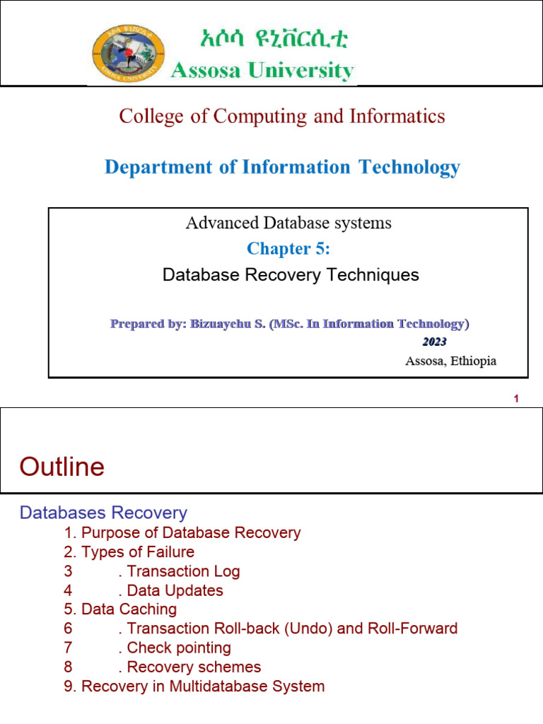 ch5 Database Recovery Technique | PDF | Database Transaction | Databases ch5 Database Recovery Technique | PDF | Database Transaction | Databases