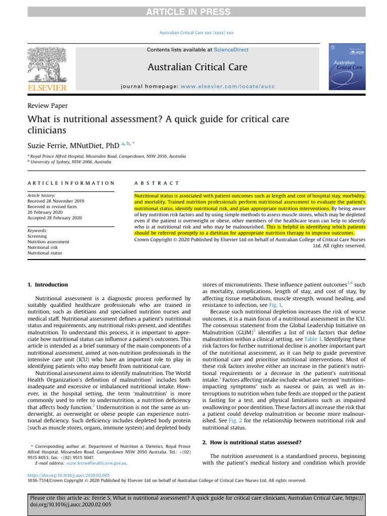 1-What Is Nutritional Assessment A Quick Guide For Critical Care | PDF ...