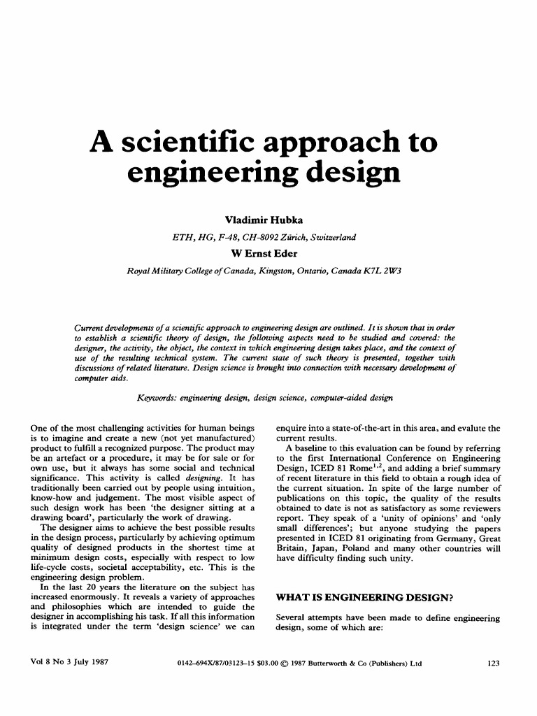 A Scientific Approach To Engineering Design | PDF | System | Engineering
