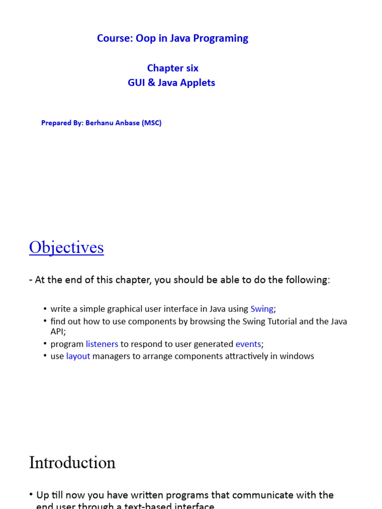 Ch6 Gui And Java Applets Pdf Java Programming Language Computer Programming 