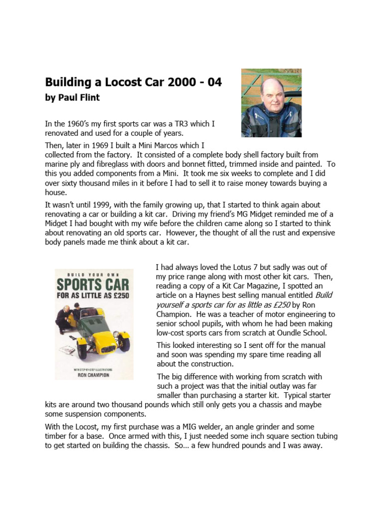 Paul F Building A Locost Car | PDF | Car | Product Introductions