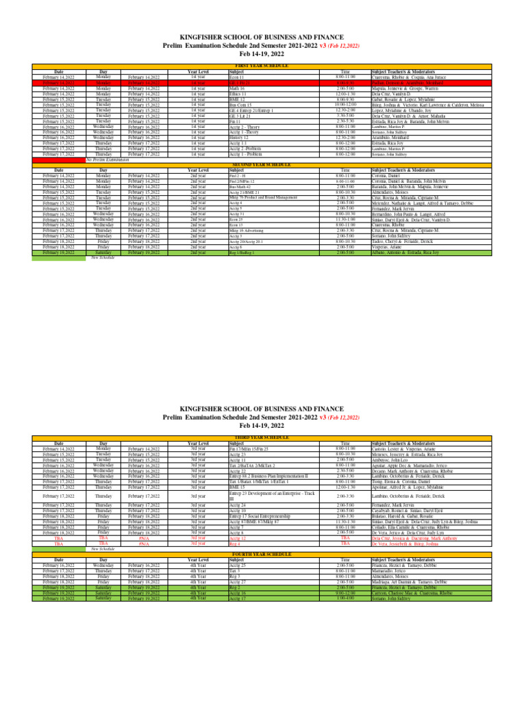 2nd-Sem-2021-2022-Prelim-Examination-Schedule-3 (1) | PDF