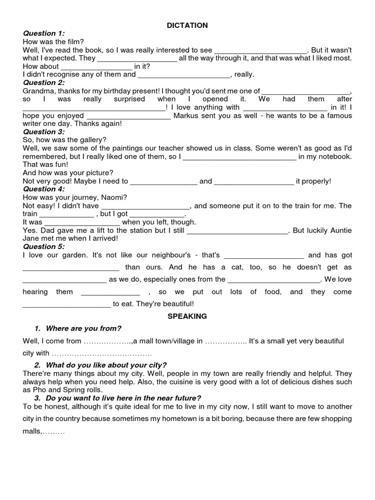 Lesson 17 - Dictation | PDF