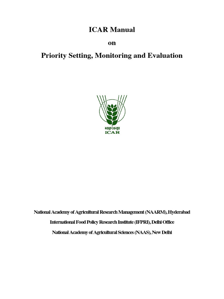 ICAR Manual on PME for Research Projects | PDF | Economics | Evaluation