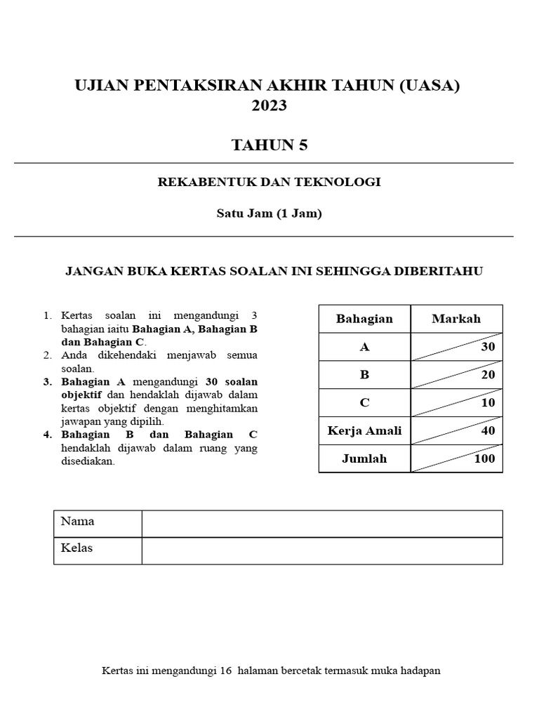 Uasa RBT Tahun 5 | PDF