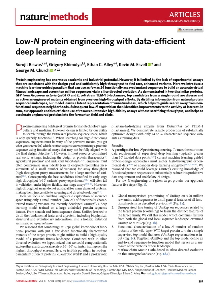 Low-N Protein Engineering With Data-Efficient Deep Learning | PDF | Mutation | Proteins