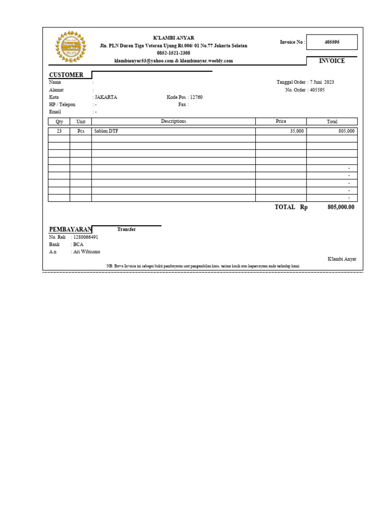 Invoice 7 Juni 2023 | PDF