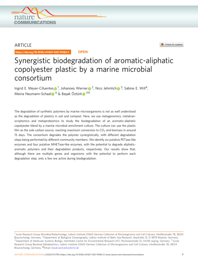 Synergistic Biodegradation of Aromatic - Aliphatic Copolyester Plastic ...
