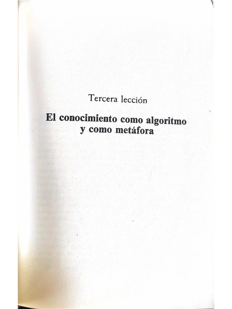 Bronowski - El Conocimiento Como Algoritmo y Metafora | PDF