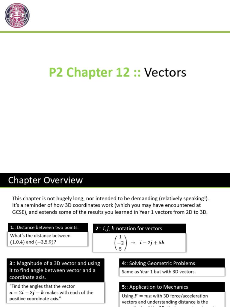 Vector Notes (Year 2) | PDF | Euclidean Vector | Force
