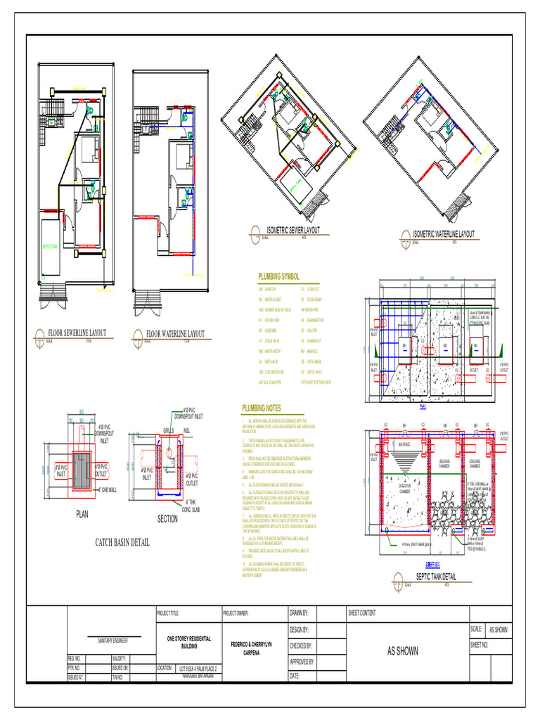 Catch Basin Detail: Isometric Sewer Layout Isometric Waterline Layout ...