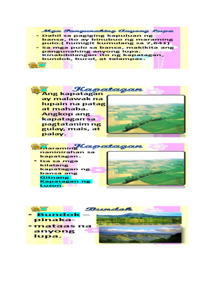 Anyong Lupa At Anyong Tubig Mosaic Performance Task In Araling ...