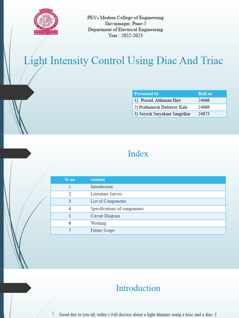 Light Intensity Control Using Diac and Triac 1 | PDF | Capacitor | Resistor