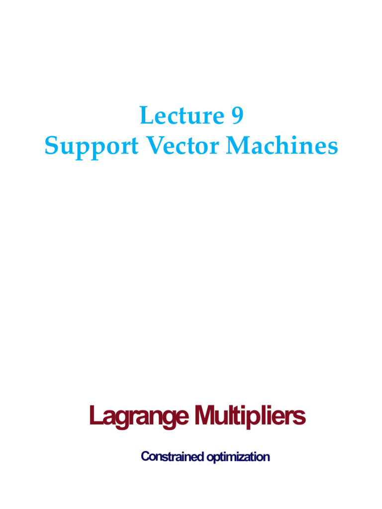 SVMs & Lagrange Multipliers Lecture | PDF