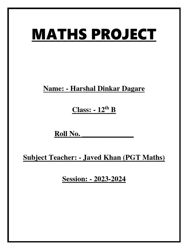 Maths Project Cover Page Design | PDF