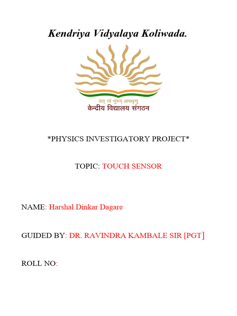 Touch Sensor Investigatory Project | PDF | Touchscreen | Switch