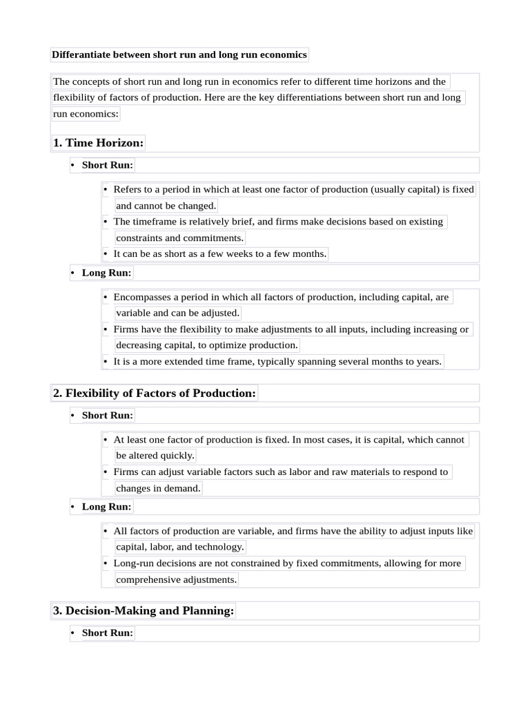 Diff Bet Short-Run and Long-Run | Download Free PDF | Long Run And ...