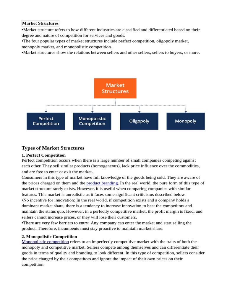 Market Structures | Download Free PDF | Monopoly | Perfect Competition