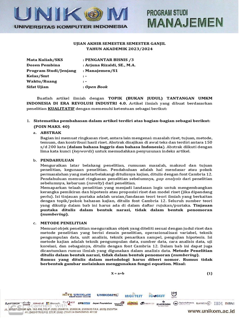 Uas Ganjil 23-24 Pengantar Bisnis | PDF | Metode & Bahan Ajar | Komputer
