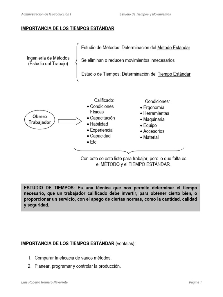 Estudio De Tiempos Pdf Jefe De Operaciones Ciencia De Sistemas