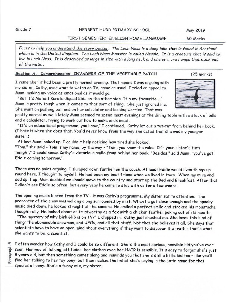 GR 7 English June 2019 | PDF