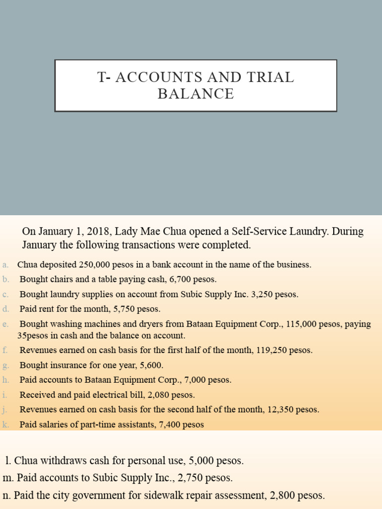 T-Accounts and Trial Balance Guide | PDF | Expense | Revenue