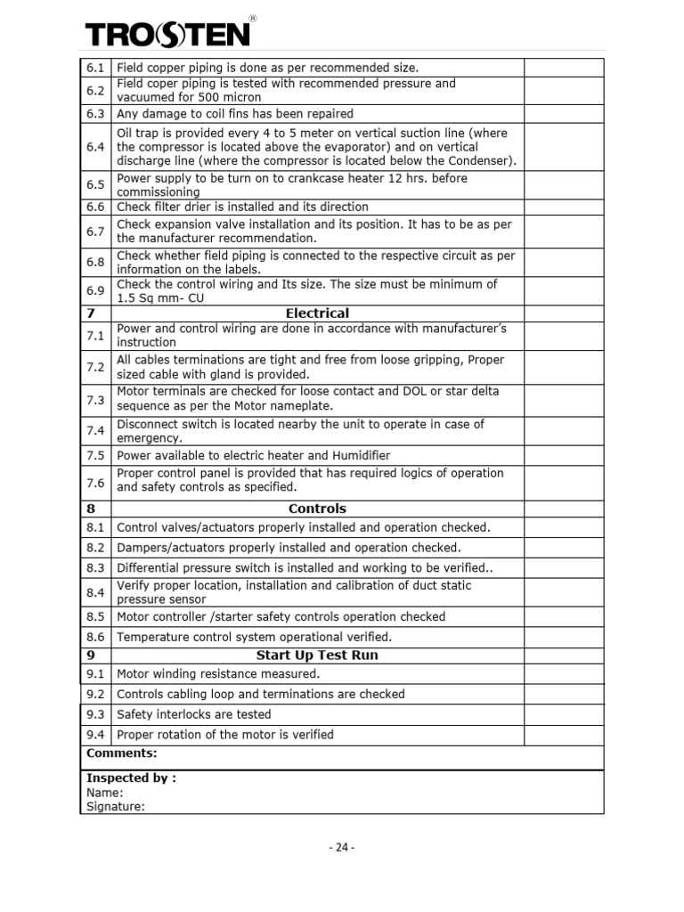TROSTEN O & M Manual | PDF