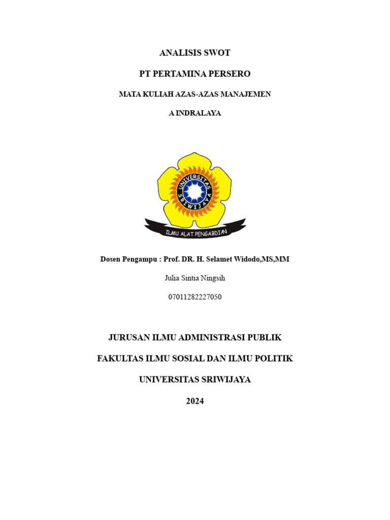 Analisis Swot Pada Pt Pertamina Pdf