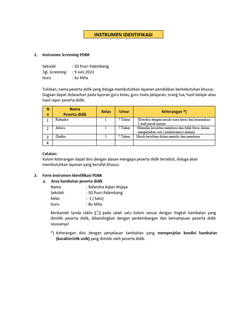 LK 1 Form Identifikasi Dan Laporan Hasil Identifikasi | PDF
