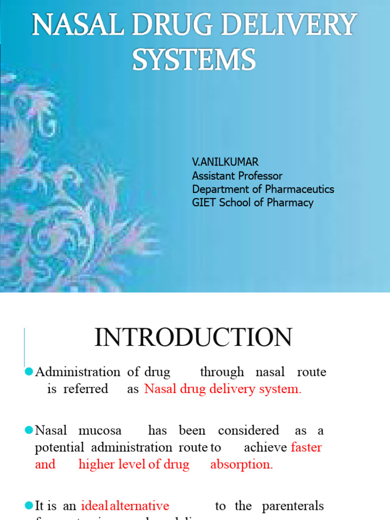 Nasal Drug Delivery System | Download Free PDF | Mucus | Pharmaceutical ...
