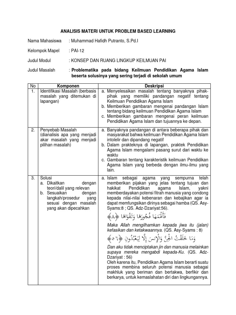 Analisis Materi PBL - Struktur PAI | PDF