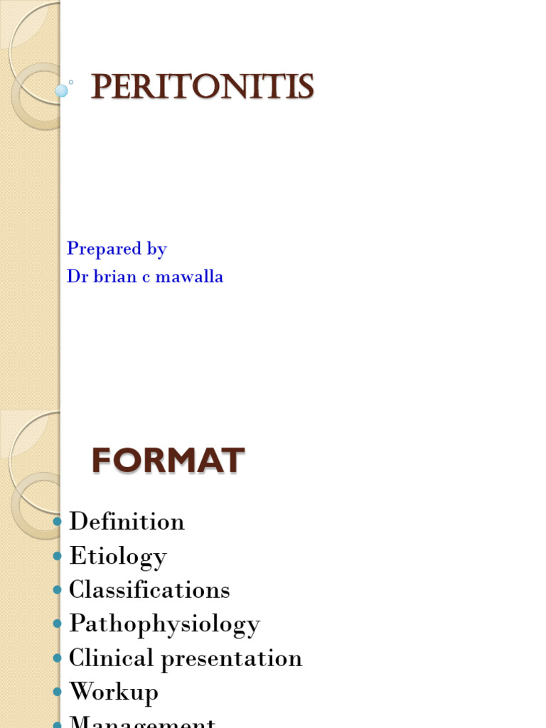 Peritonitis-Dr Brian | PDF | Peritoneum | Gastroenterology
