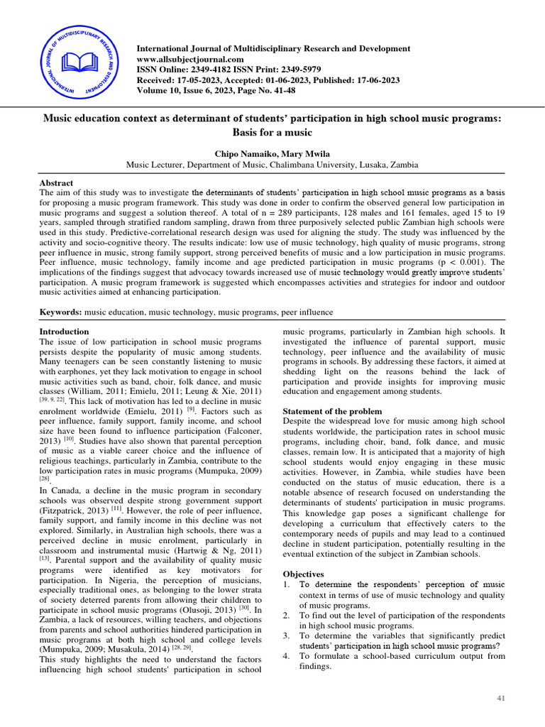 Chipo & Mwila Article | PDF | Psychology | Science