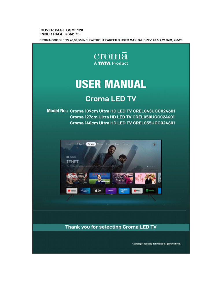 Croma 43UGC024602 - User Manual | PDF
