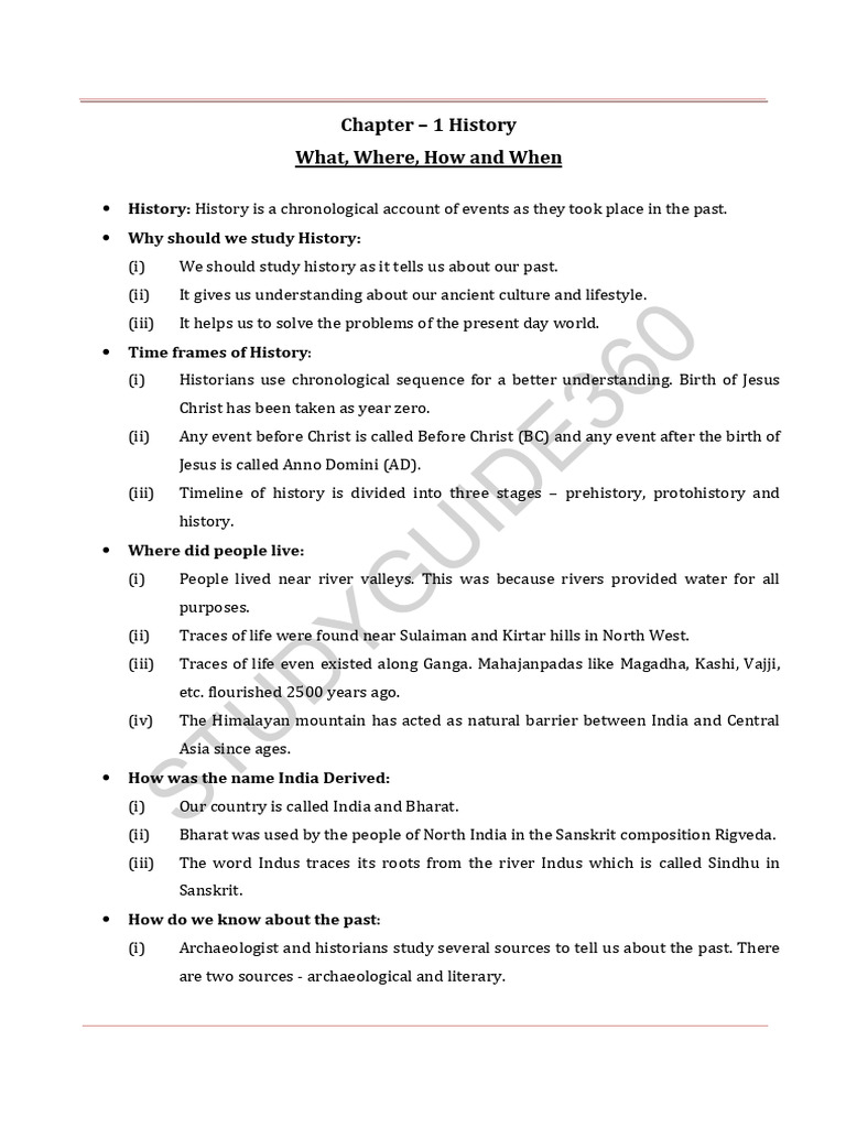 06 Social Science History Key Notes ch01 What Where How and When | PDF ...
