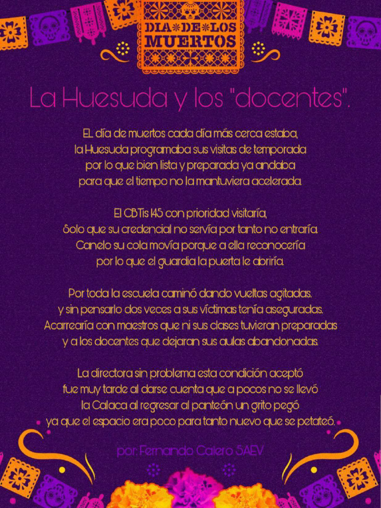La Huesuda y Los 'Docentes' - Calaverita Literaria | PDF