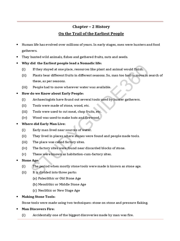 06 Social Science History Key Notes ch02 On The Trail of The Earliest ...
