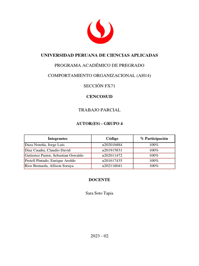 (Comportamiento) TP - GRUPO 4 - FX71 | PDF | Liderazgo | Business