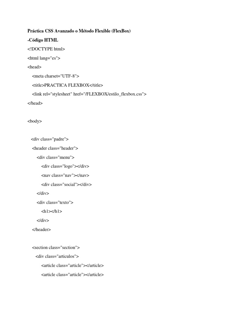 Práctica CSS Avanzado o Método Flexible (FlexBox) | PDF | Written Communication | Interactive Media
