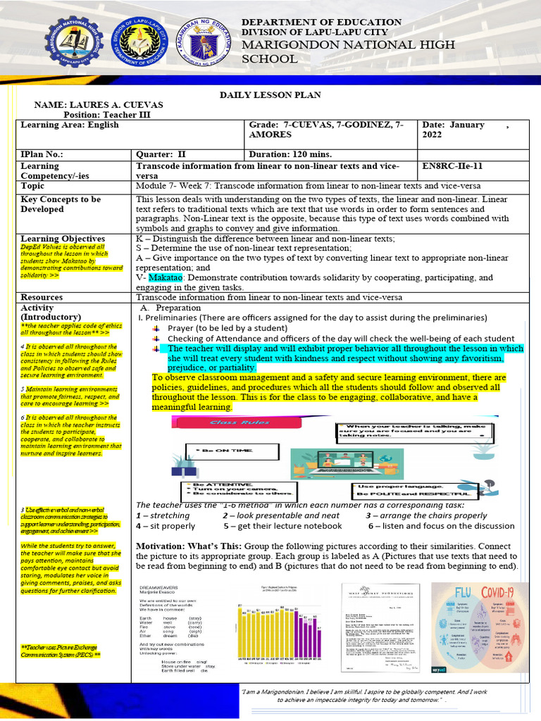 Lesson Plan JAN 2 6 | PDF | Influenza | Learning