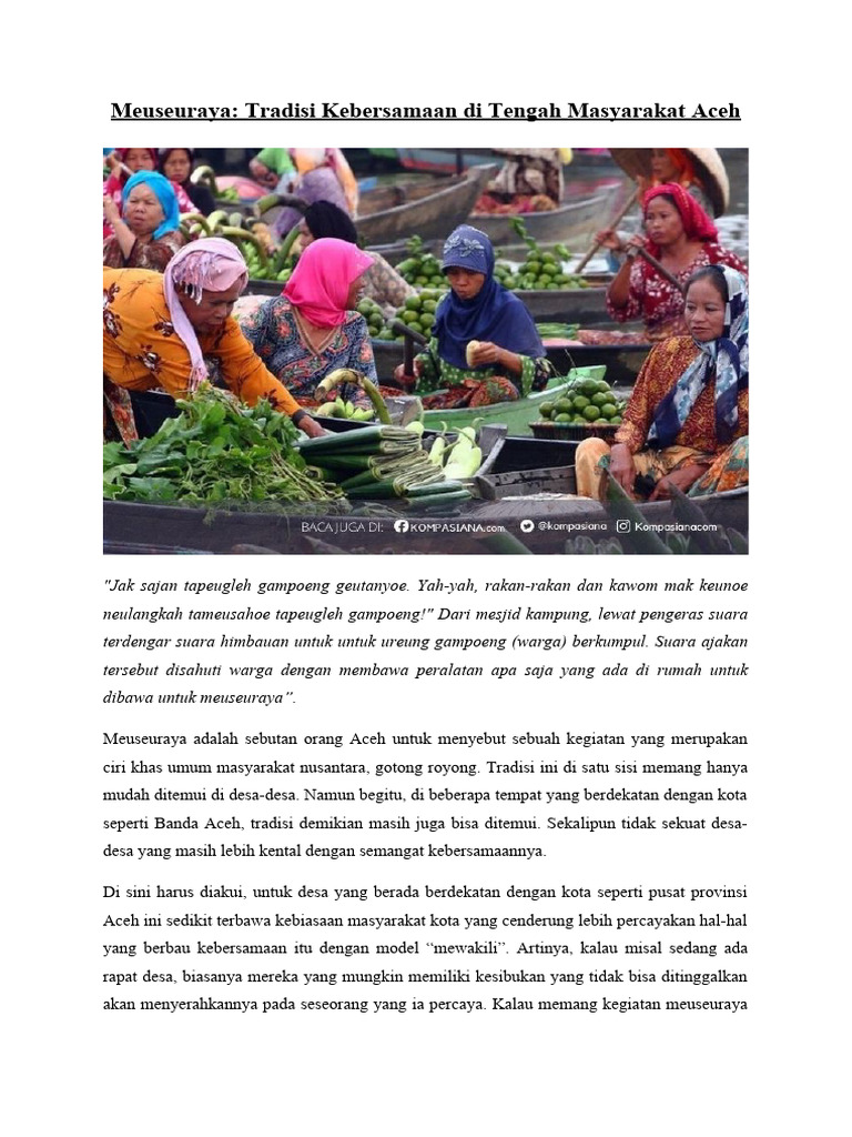 Meuseuraya: Tradisi Gotong Royong Aceh | PDF | Kajian Bahasa Asing