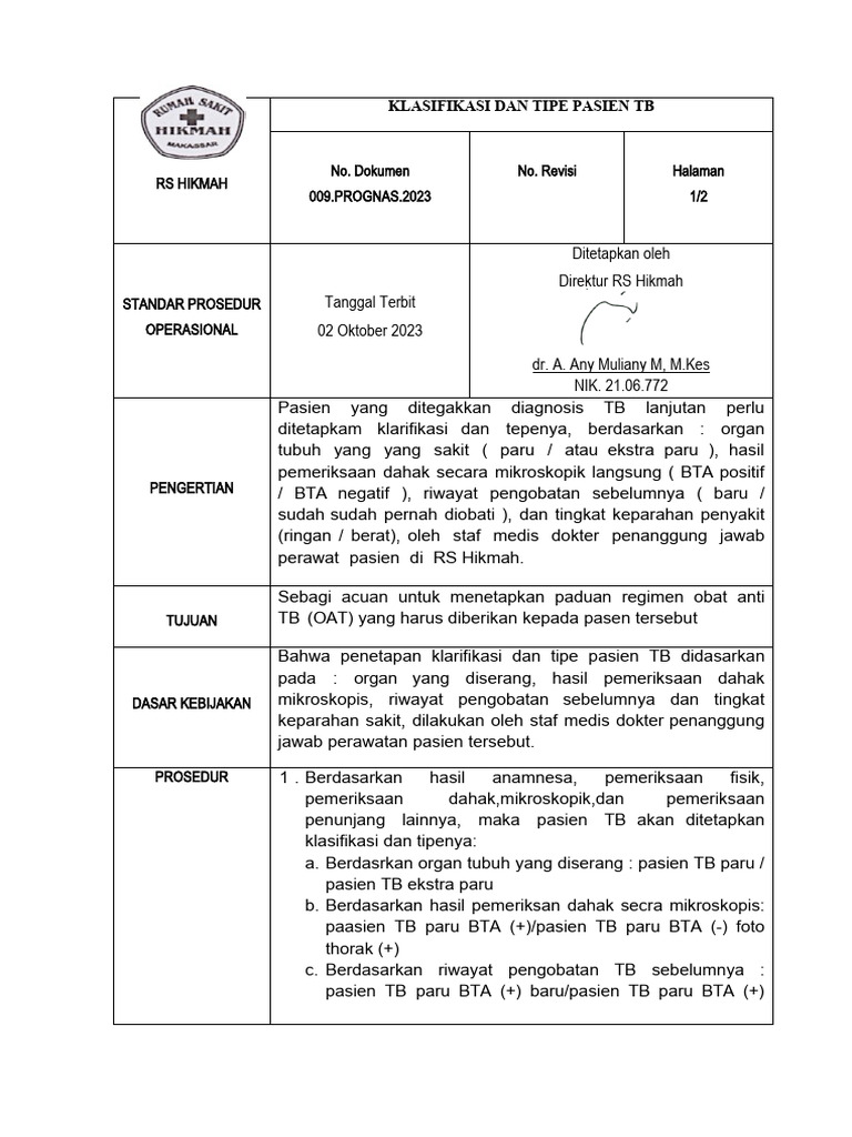 Spo Klasifikasi Pasien TBC | PDF