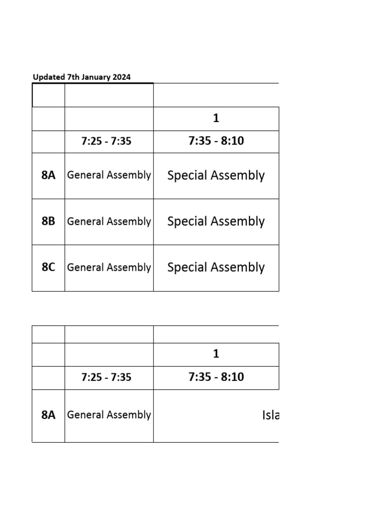 Secondary Timetable Updated 7th January 2024 | PDF | Science
