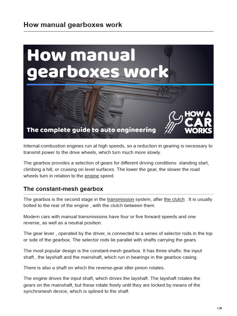 How Manual Gearboxes Work | Download Free PDF | Manual Transmission | Gear