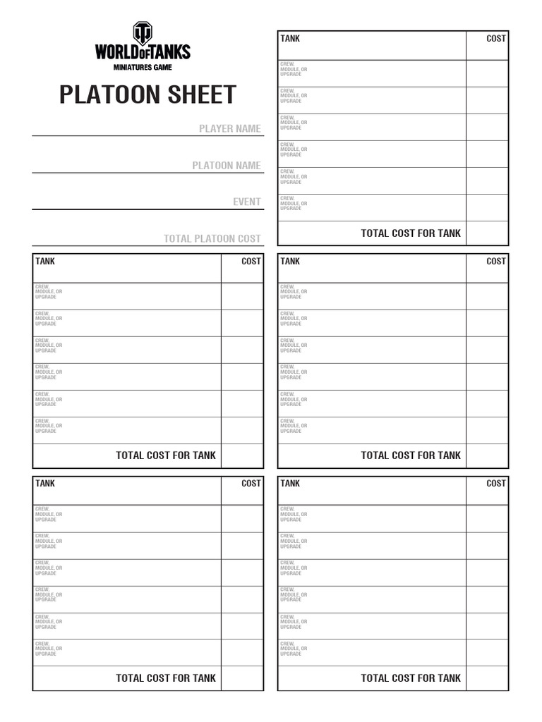 3c World of Tanks Miniatures Game Score Sheets | PDF | Military ...