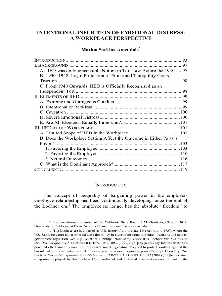 Intentional Infliction of Emotional Distress A Workplace Perspective | PDF