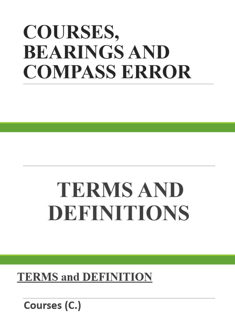 Courses, Bearing Terminologies | PDF | Compass | Angle