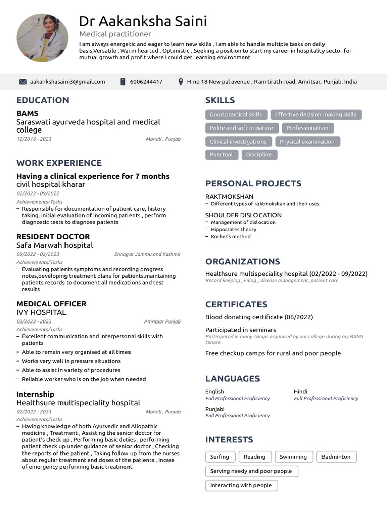 Cherry Resume | Download Free PDF | Physical Examination | Physician