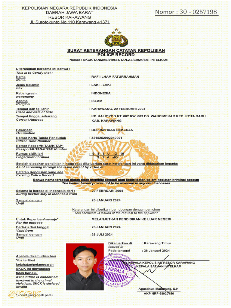 SKCK Polres Karawang 2024 | PDF